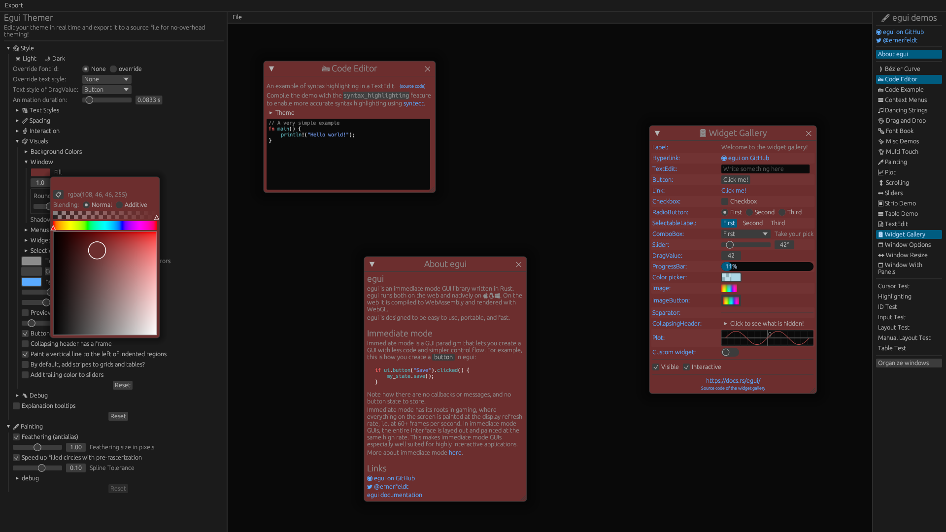 GitHub - grantshandy/egui-themer: Create egui themes.