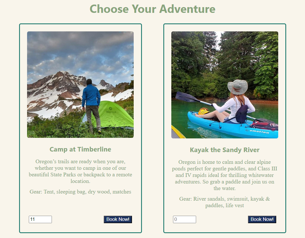 GitHub - CatherineARoss/phase-1-project-oregon-adventures: It is an app to view and book ...