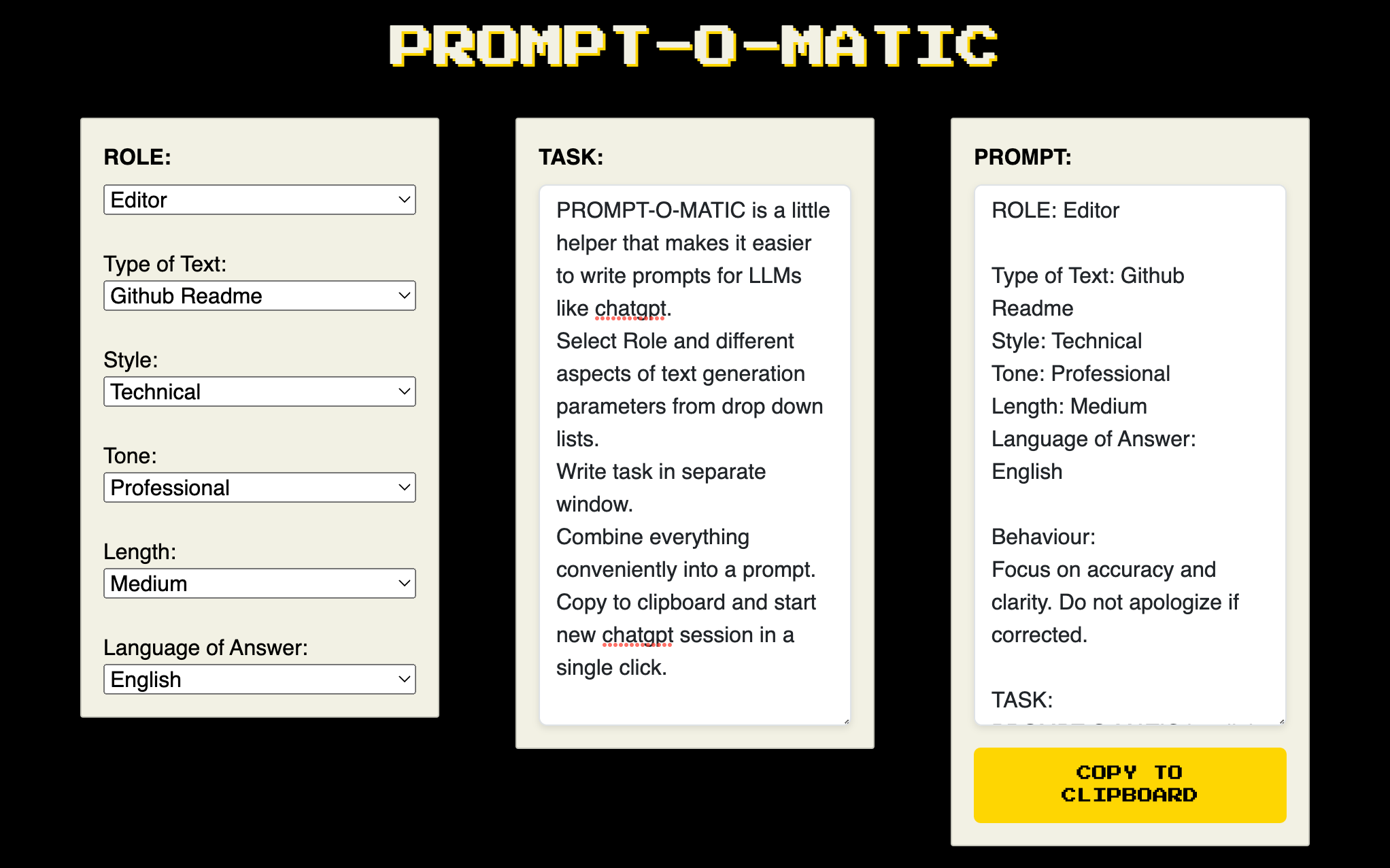 GitHub - AchimTack/PROMPT-O-MATIC: PROMPT-O-MATIC is a tool that simplifies the process of ...