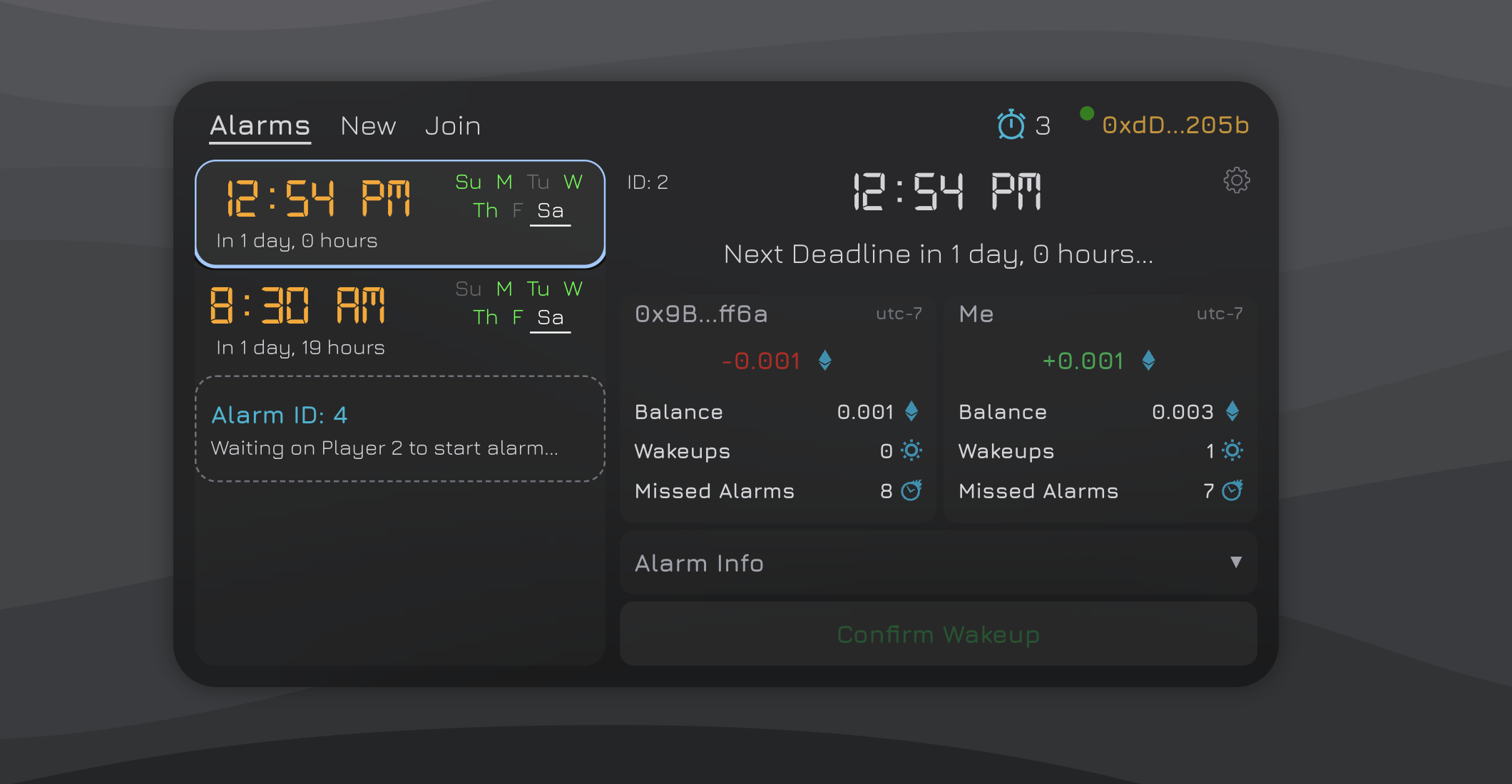 GitHub - jaxernst/alarm-bets: An onchain betting game for waking up early. Put down money, make ...