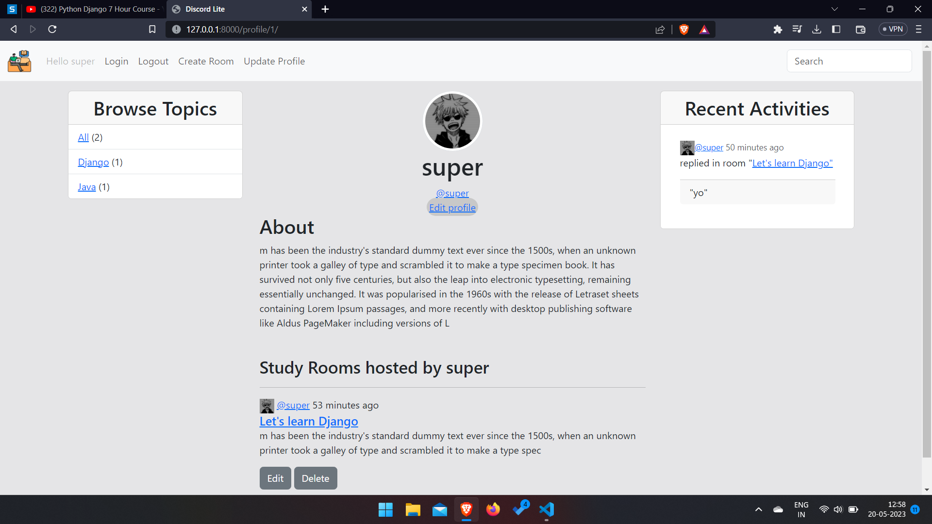 GitHub - Ayush8085/Study-Room: A discord like room making web app.