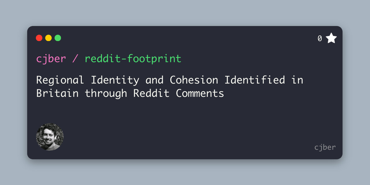 GitHub - cjber/reddit-footprint: Regional Identity and Cohesion Identified in Britain through ...