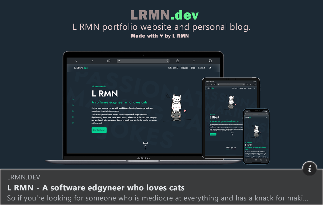 Github Lrmn7 My Portfolio And Blog Website Developed With Nextjs Typescript 