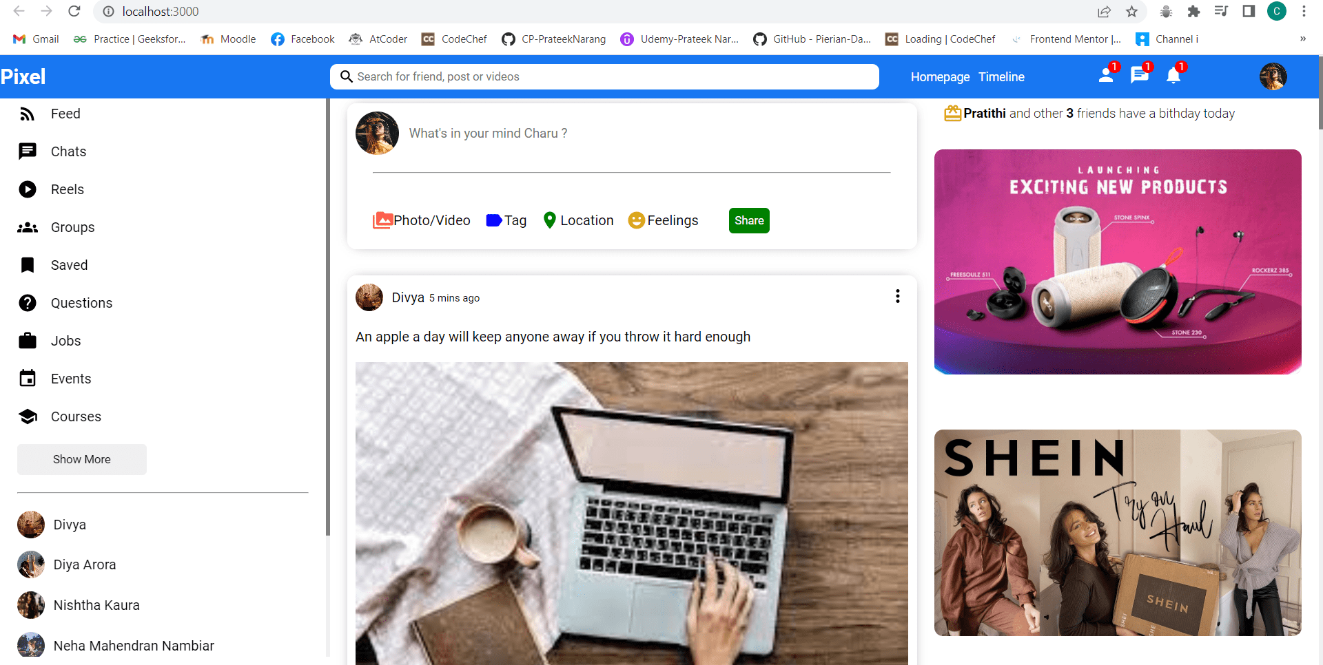 GitHub - sahu4u/Pixel-A-Social-media-Frontend: Pixel: A stunning frontend social media site ...