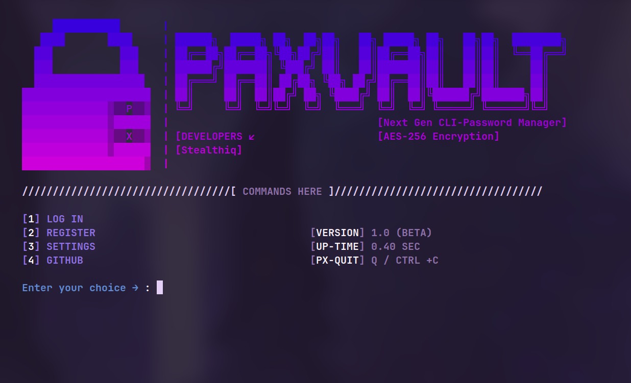 GitHub - StealthIQ/Paxvault: Paxvault is an open-source, CLI-based Python password manager. With ...