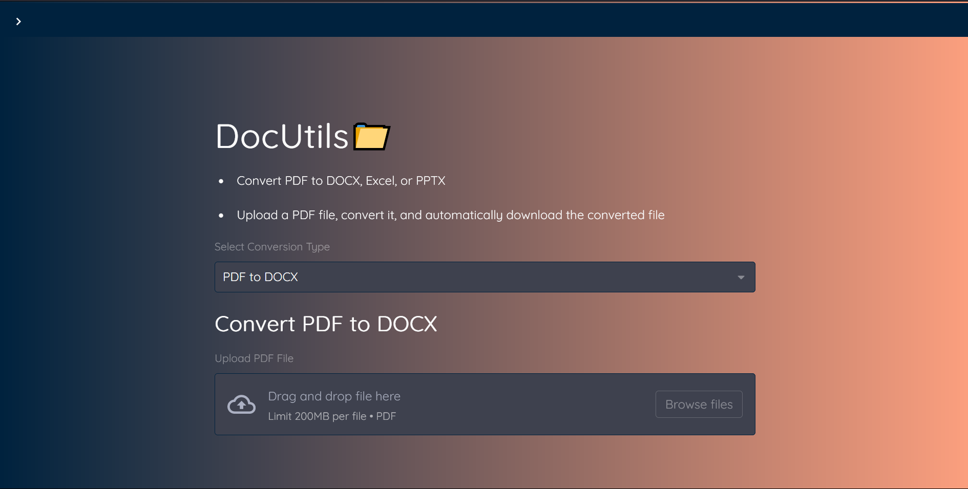 GitHub - TamaniPhiri/DocUtil: PDF converter (to docx,ppt,xls) web ...