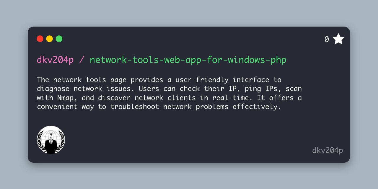 GitHub - dkv204p/network-tools-web-app-for-windows-php: The network tools page provides a user ...