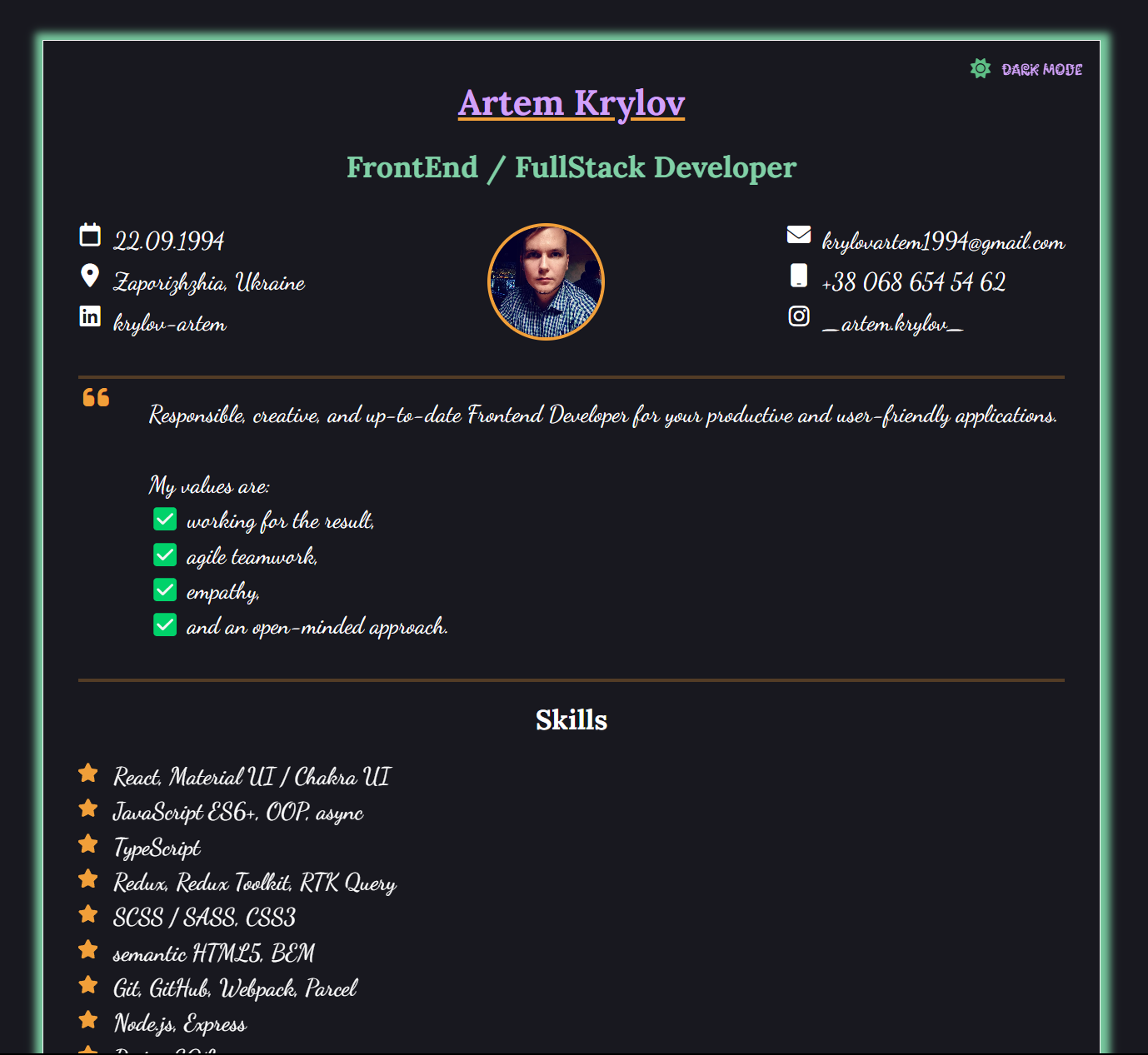 Github Artemkrylov Homepage My Very Own Personal Website Basically