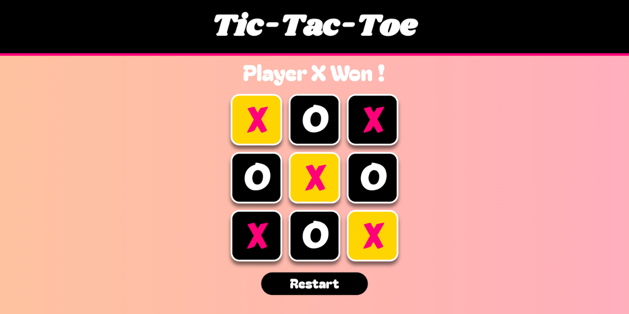 Github Ro Yeeetic Tac Toe Two Player Tic Tac Toe X O Game Created With Html Css And Js