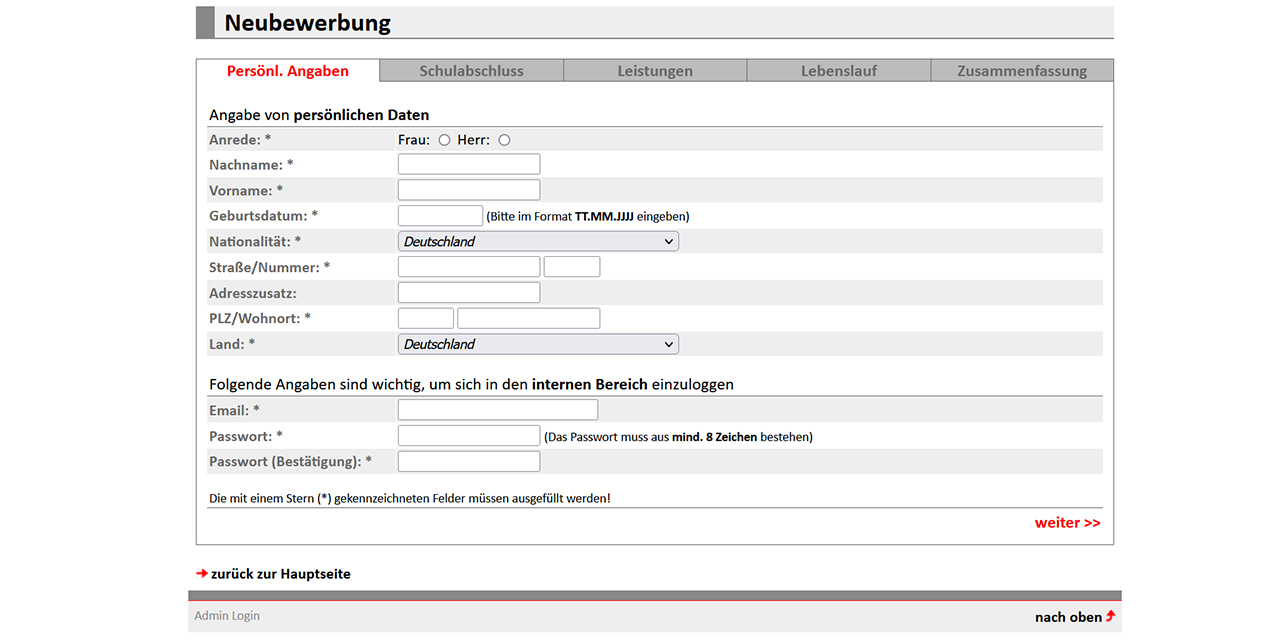 GitHub - BitMarkus/Application_Website_University: Application website for registering to an ...