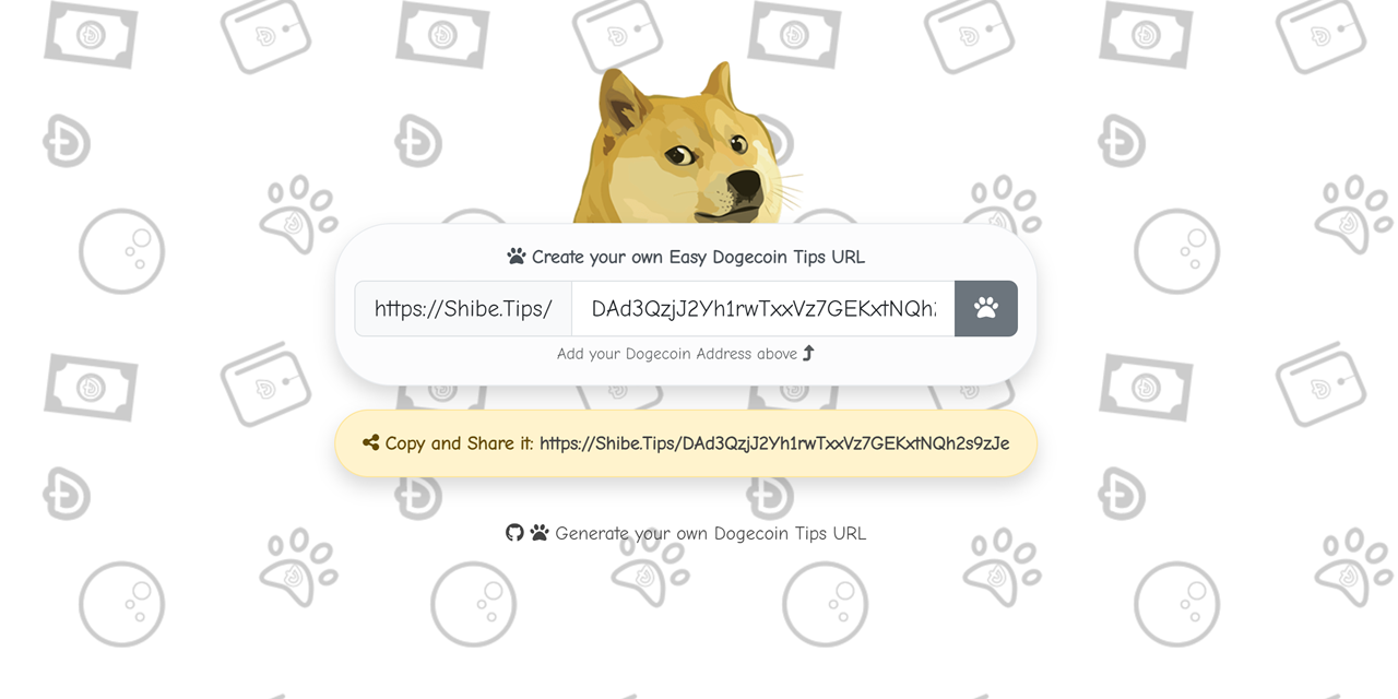 GitHub - qlpqlp/shibe.tips: Shibe.Tips - generate an easy URL that on Click open a Dogecoin ...