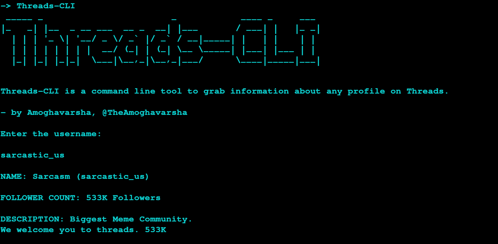 GitHub - The-Amoghavarsha/Threads-CLI: Threads-CLI is a command line ...