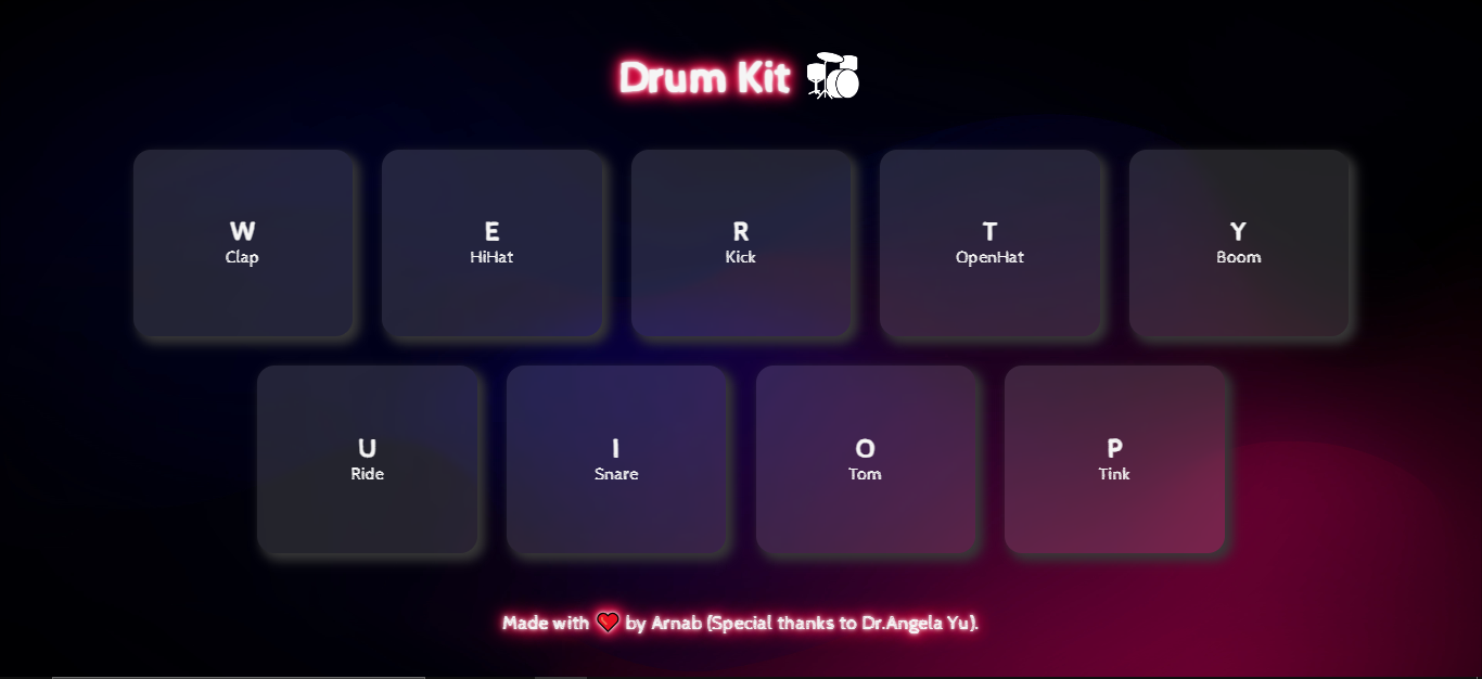 GitHub - ArnabDas2001/Drum_Kit: It is a simple drum kit web application that allows user to play ...