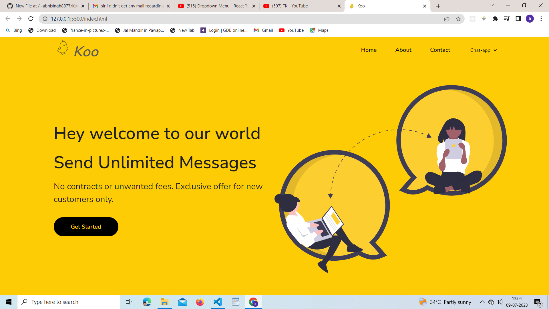 GitHub - abhisingh8877/Koo-Landing-page: made project of a chat-application online with using ...