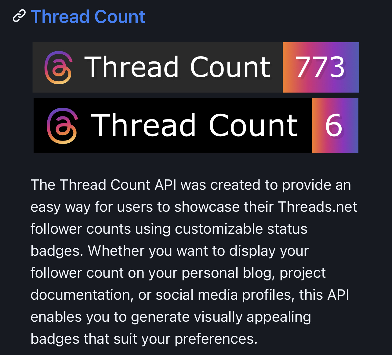 GitHub - AayushGithub/thread-count: Custom status badges for Threads ...