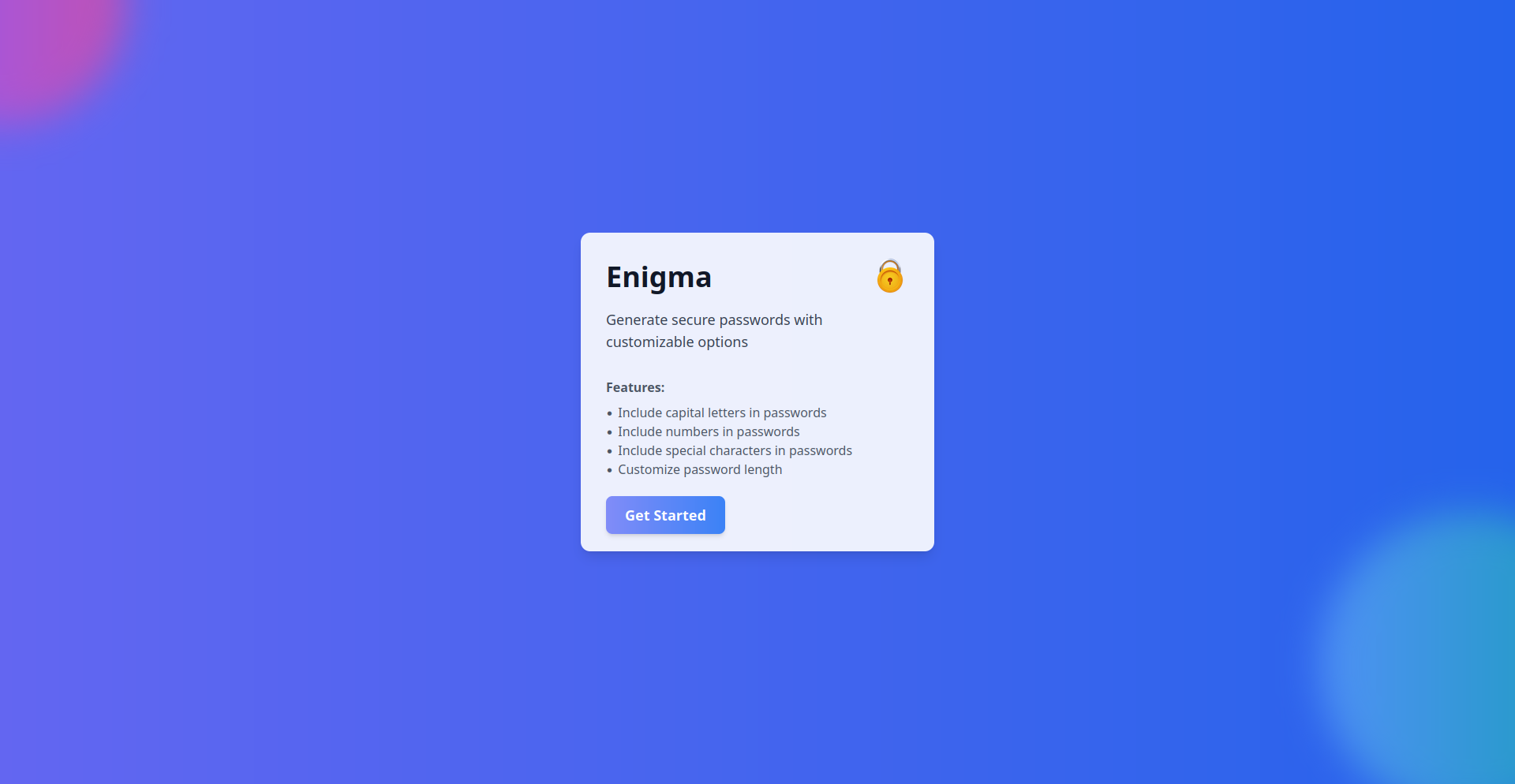 GitHub - ukashazia/enigma: A simple password generation app built in ...