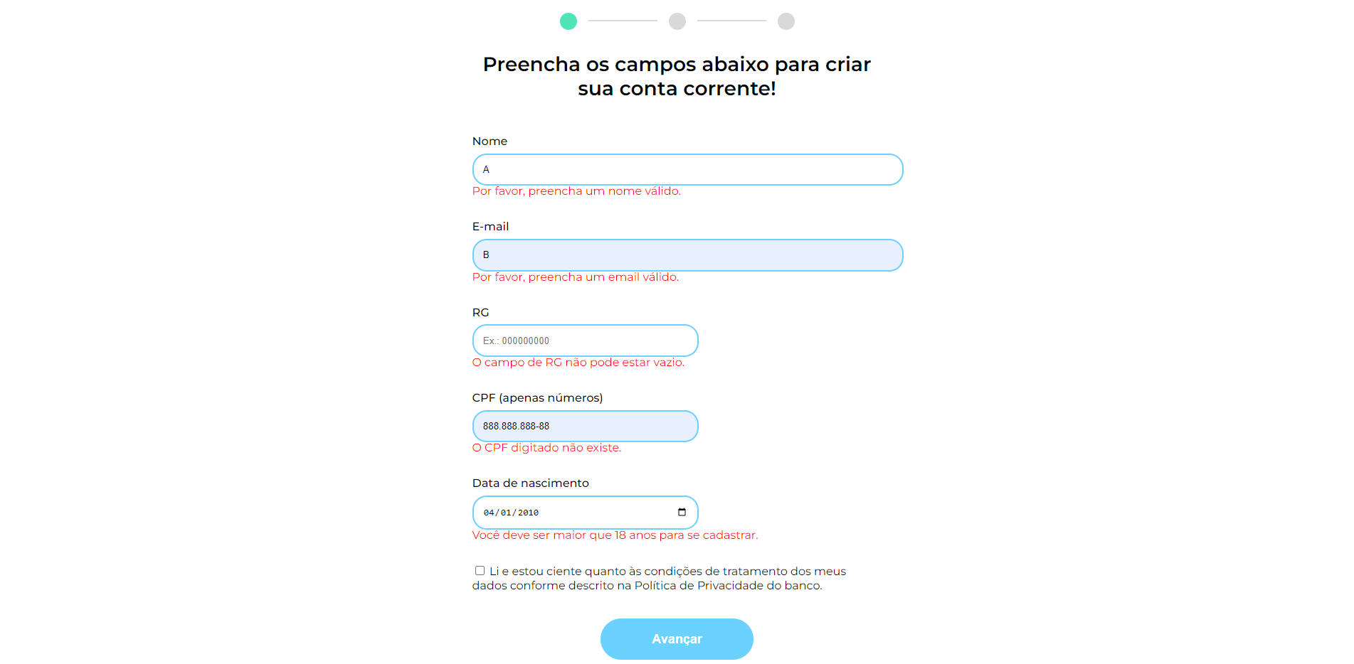GitHub - hyanguimaraes/Monibank: Página Monibank: Formulário de cadastro de conta fictícia com ...