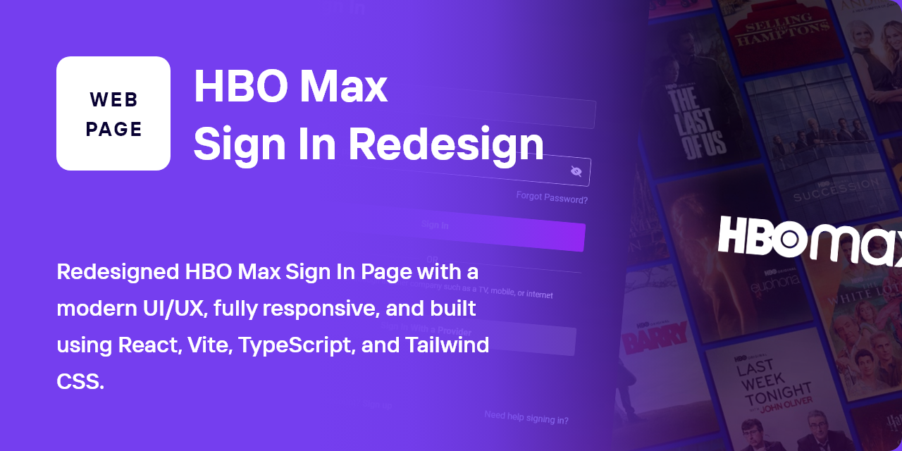 GitHub - adohere/hbo-max-sign-in-page: Redesigned HBO Max Sign In Page ...