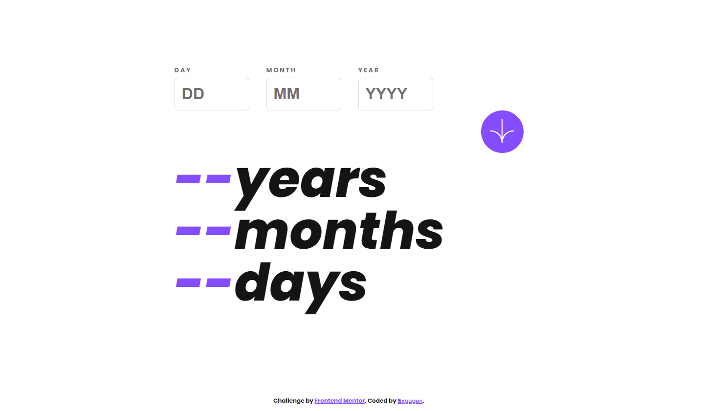 Github Xyugenfm Age Calculator App This Is A Solution To The Age Calculator App Challenge On 5622