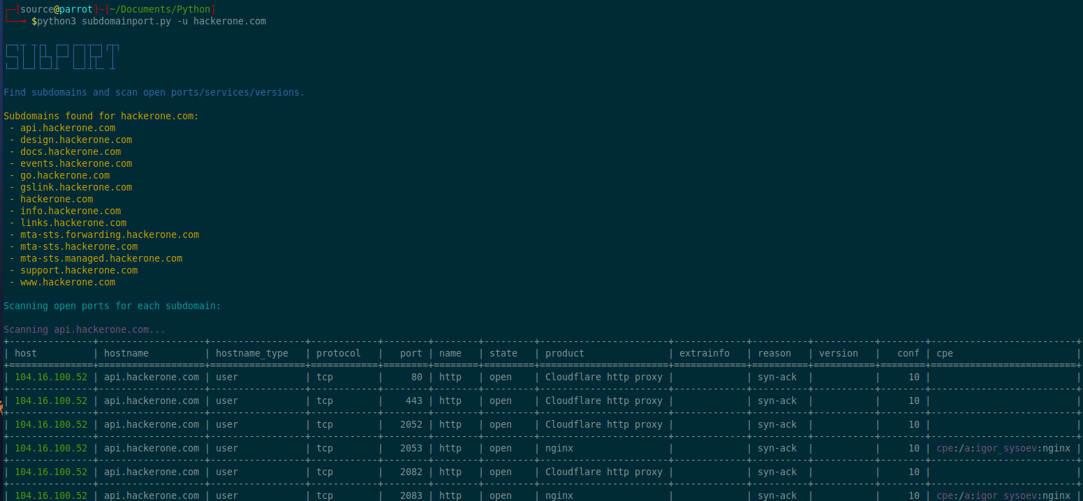 GitHub - gkdataio/subport: Find subdomains and scan open ports/services/versions of each domain.