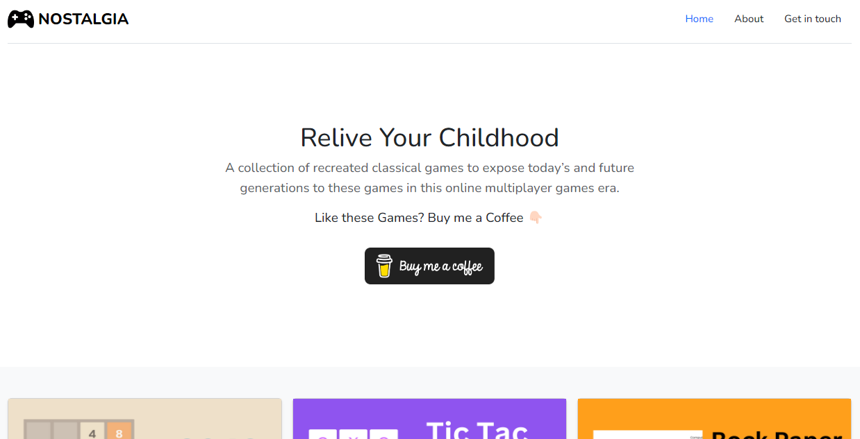 GitHub - ambrishkd/Nostalgia: A website offering a collection of recreated classical games in ...