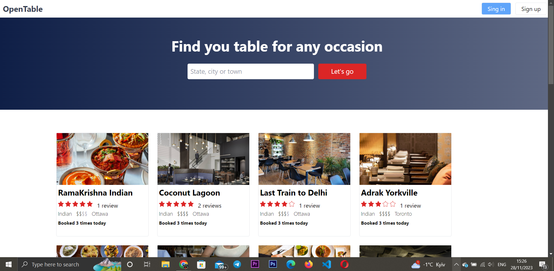 GitHub - tetiana-zhuchenko/openTableNextJS