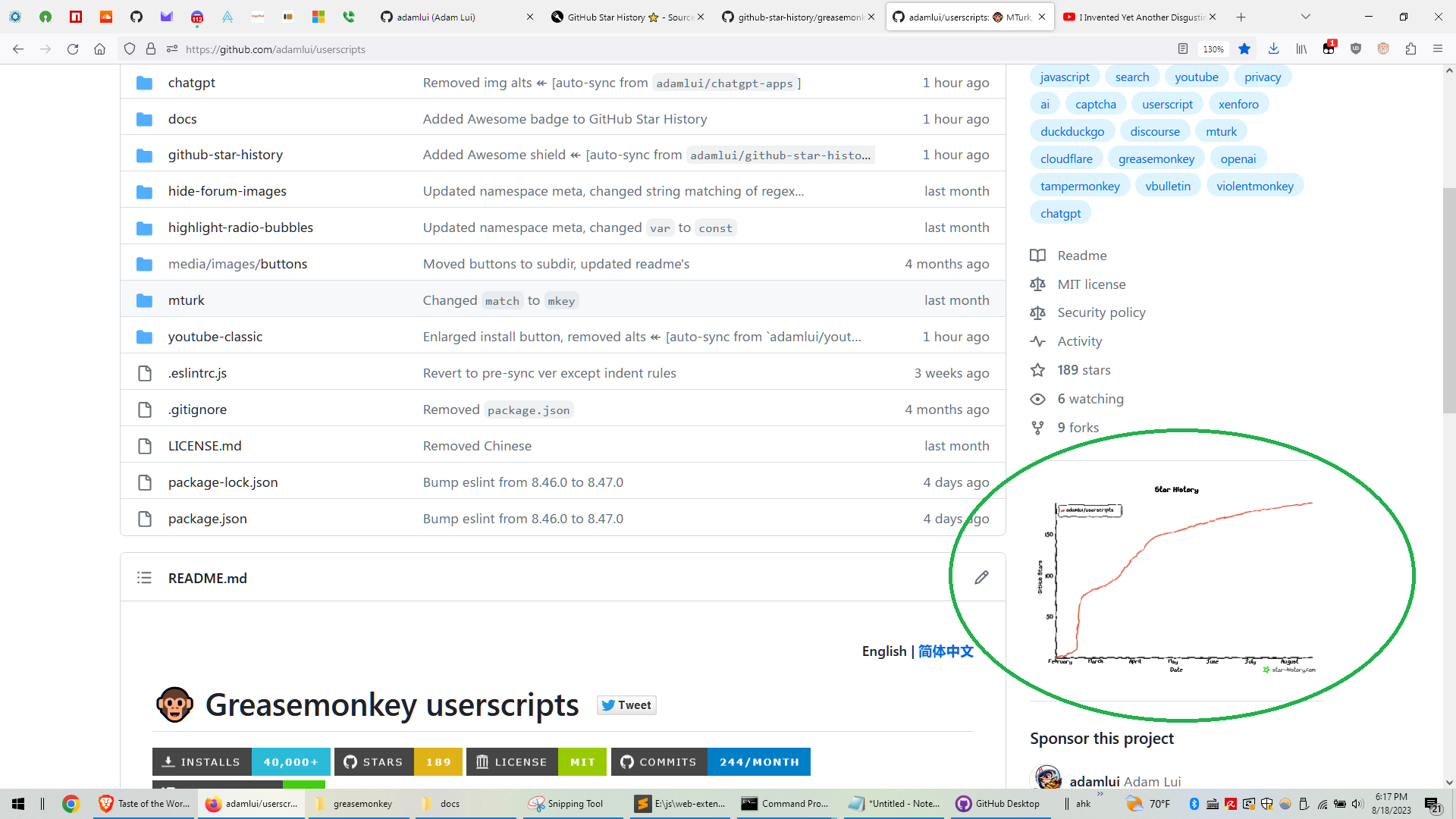GitHub - adamlui/github-star-history: ⭐ Adds star history chart to sidebar of GitHub repos