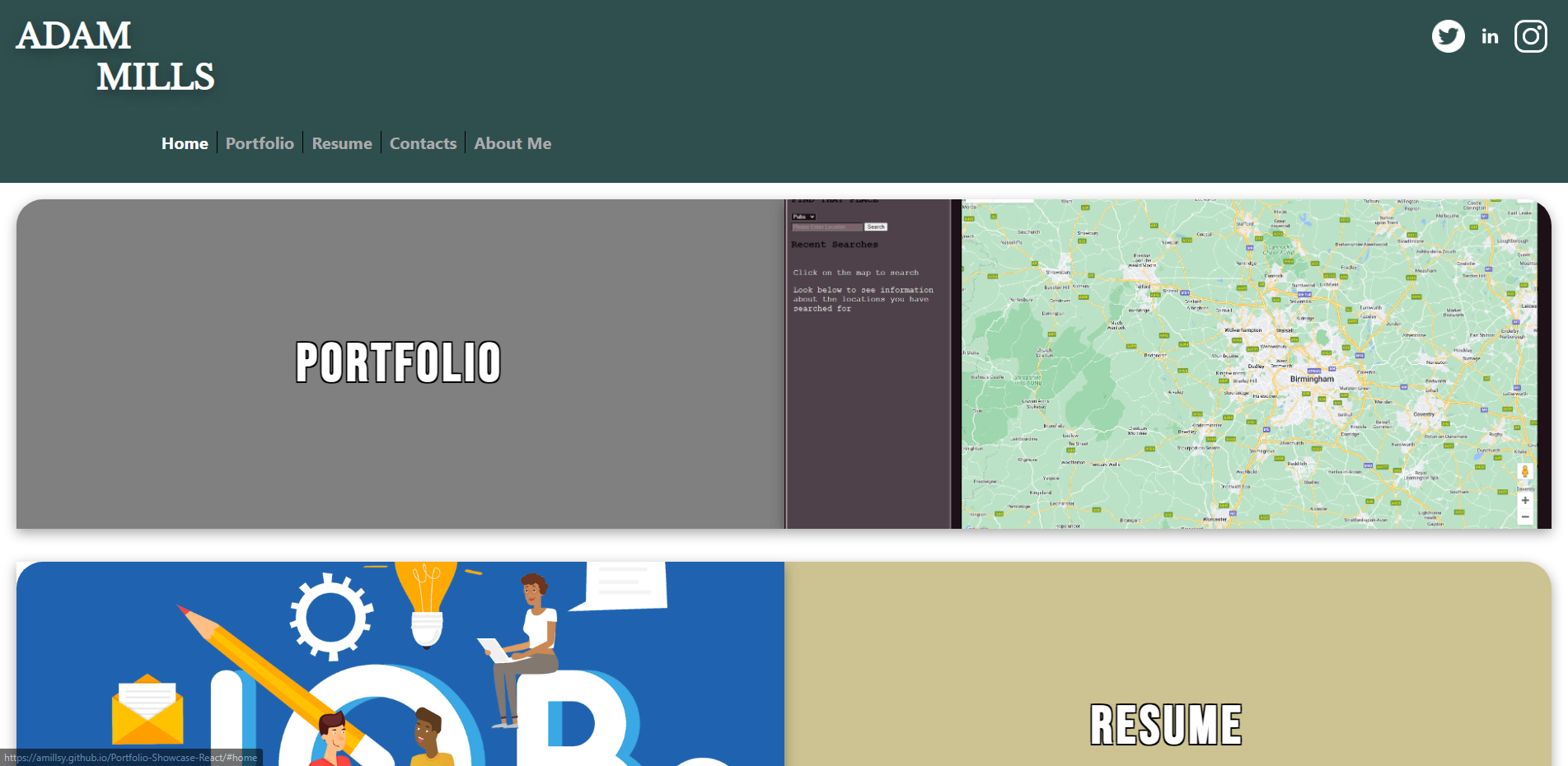 Github Amillsyportfolio Showcase React Using React To Create A