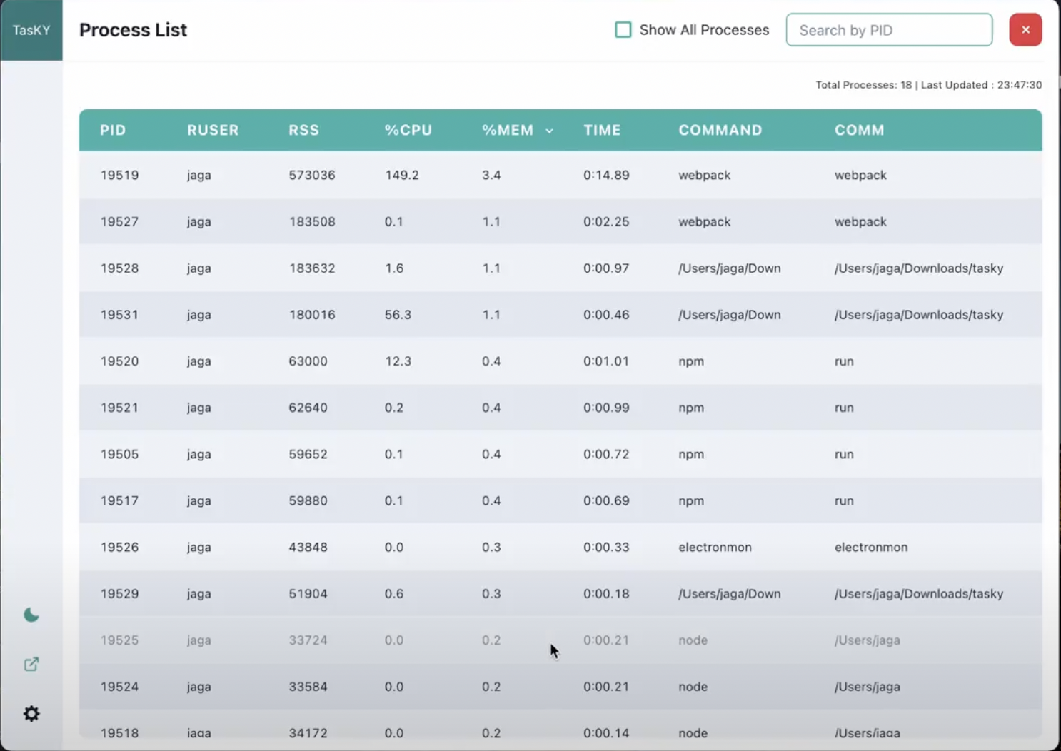 GitHub - jaga3421/TaskPro-electron-process-manager: Desktop app to view/manage your cpu process