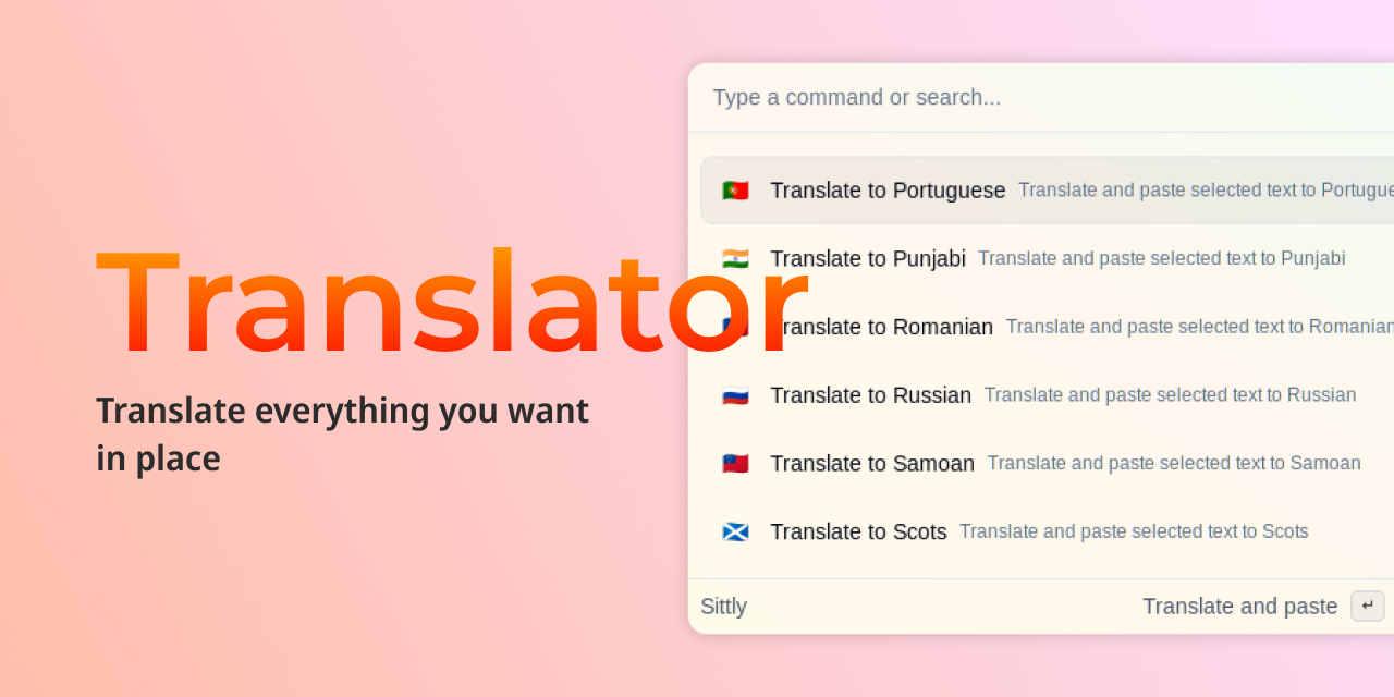 GitHub - JulianKominovic/sittly-translator: Translate selected text fast.