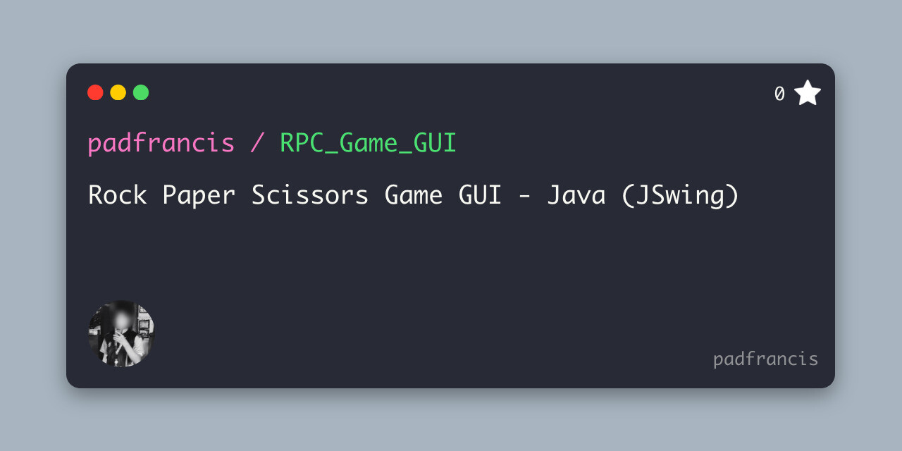 GitHub - padfrancis/RPC_Game_GUI: Rock Paper Scissors Game GUI - Java (JSwing)