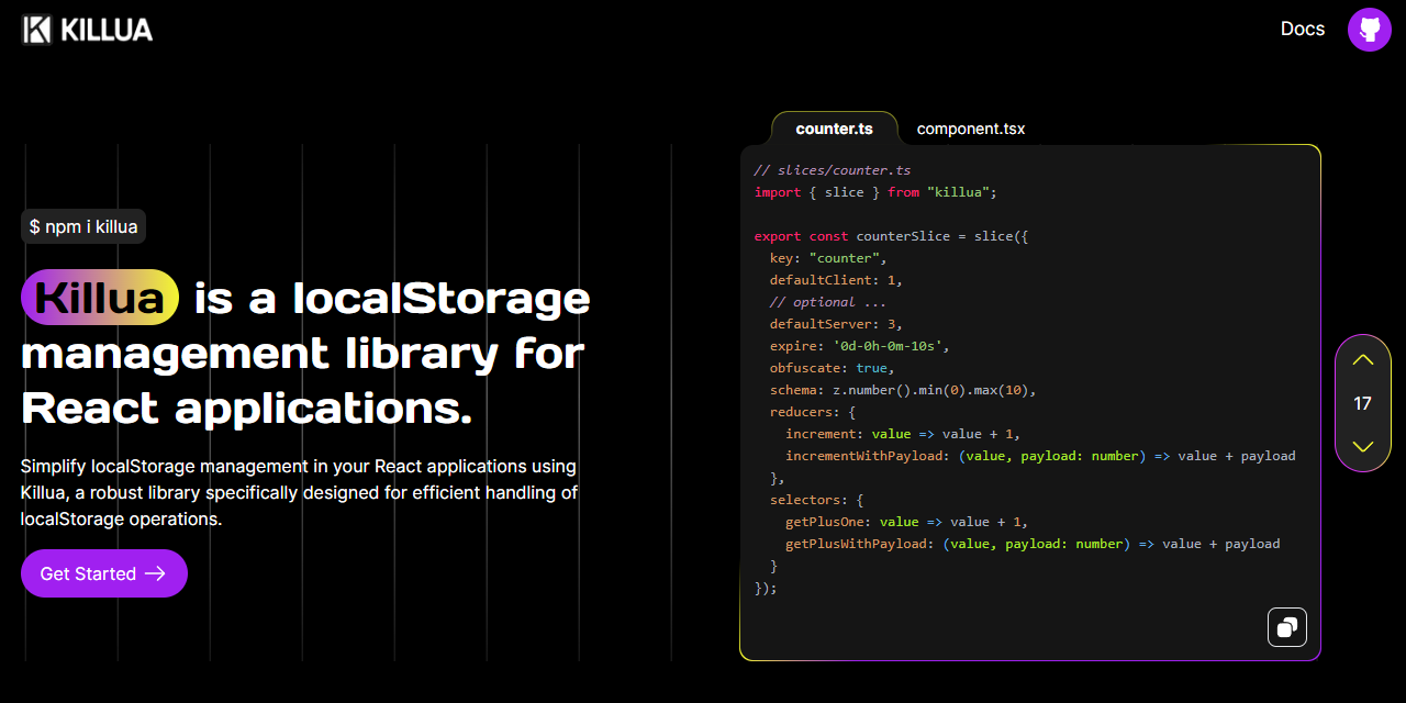 GitHub - chaos-seeker/killua: local-storage management library for react applications.