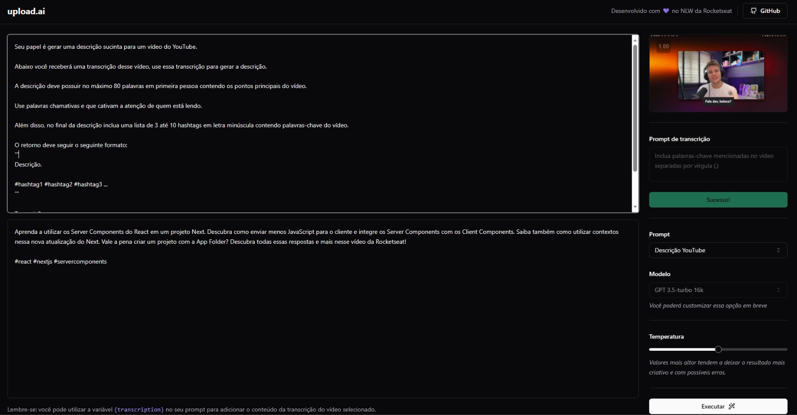 GitHub - lui7henrique/upload-ai: 🧠 A platform that allows you to convert videos to audio ...