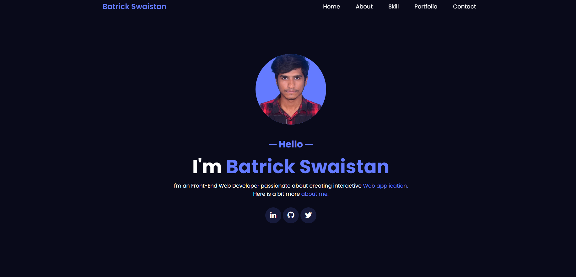 GitHub - batrick-swaistan/my-portfolio: I have developed a static ...
