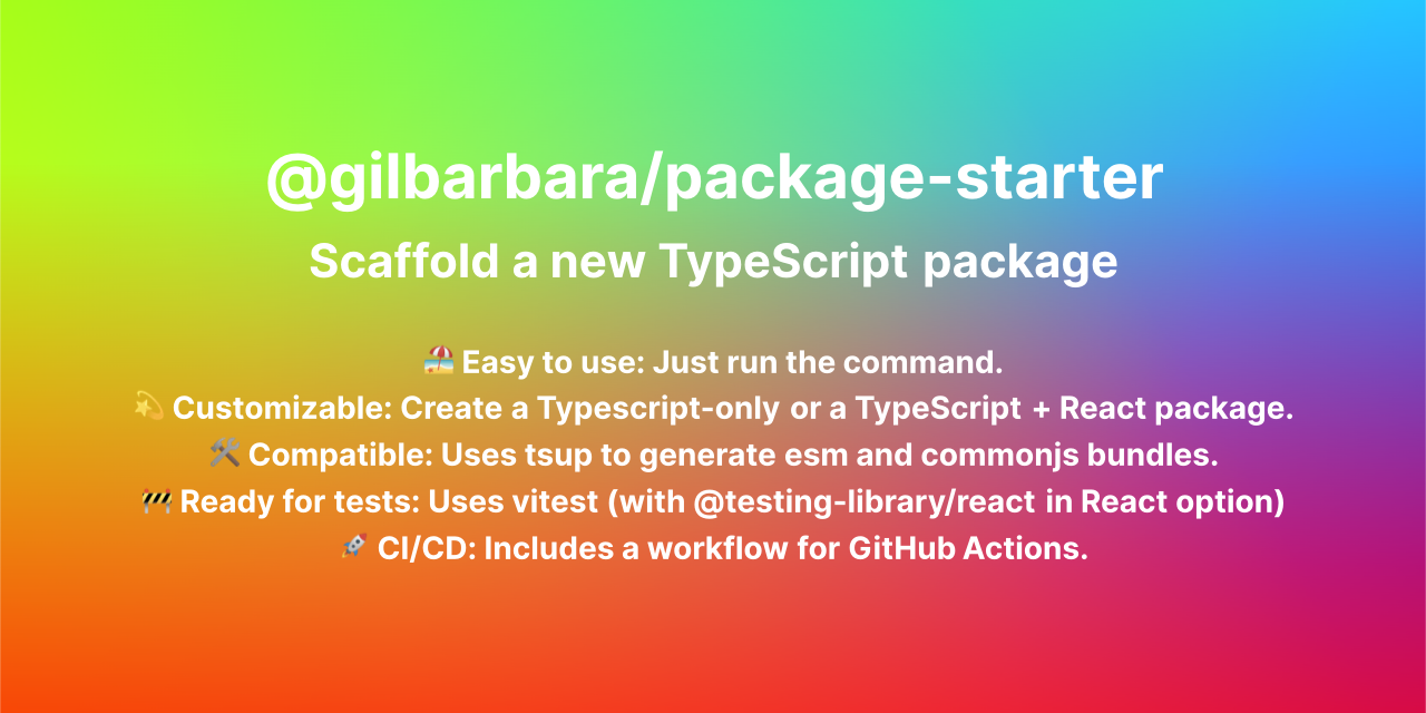 GitHub - gilbarbara/package-starter: Scaffold a new NPM package