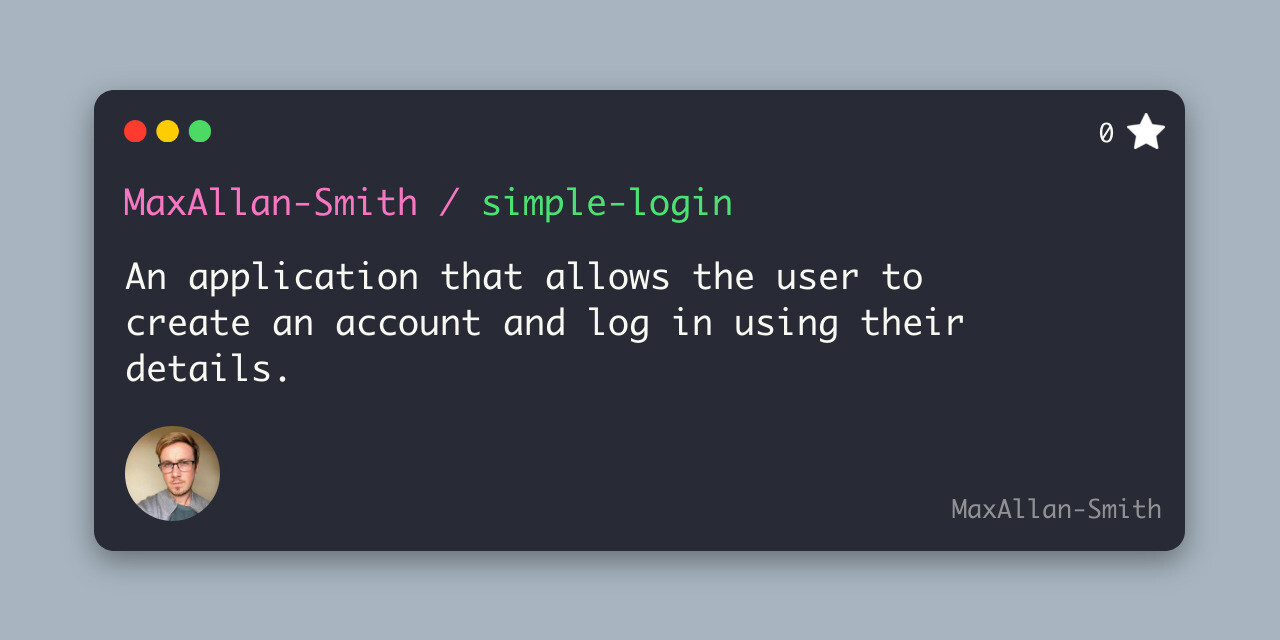 GitHub - MaxAllan-Smith/simple-login: An application that allows the ...