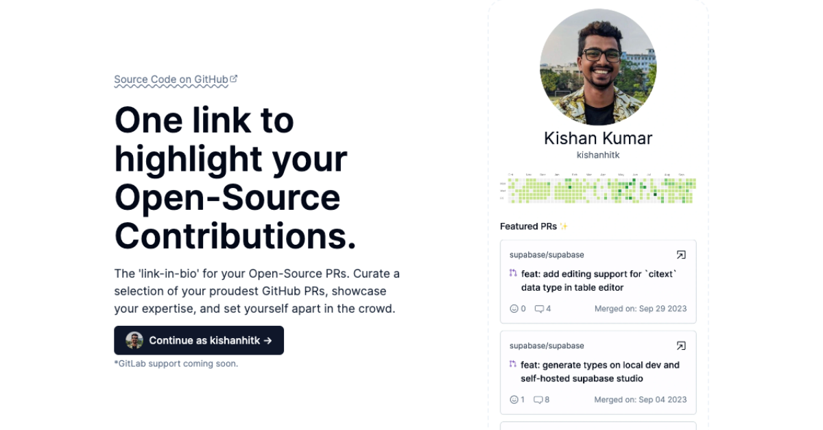 GitHub - kishanhitk/MyPRs: One link to highlight your Open-Source ...