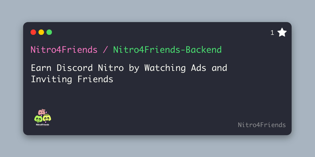 GitHub - Nitro4Friends/Nitro4Friends-Backend: Earn Discord Nitro by ...