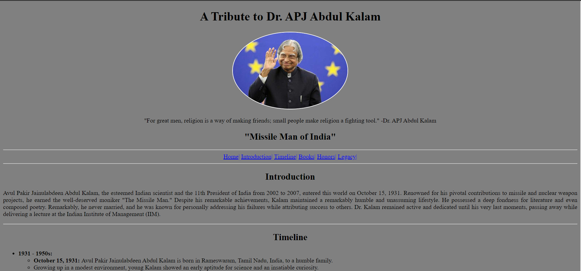 GitHub - harshikab2112/A-Tribute-page: A tribute page using HTML only.