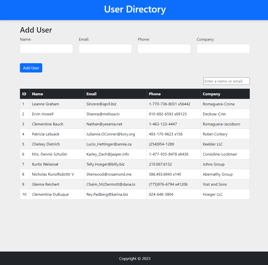 Github Jandrieklopperuser Directory App A React App Being Used To Fetch A List Of Users And