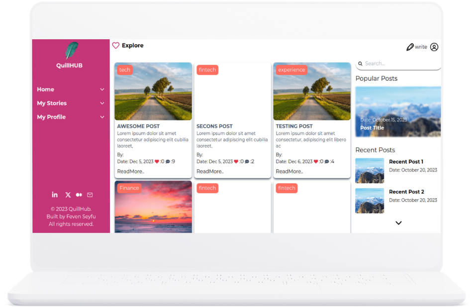GitHub - FevenSeyfu/Quill-Hub: Quill-Hub is a full-stack feature-rich ...