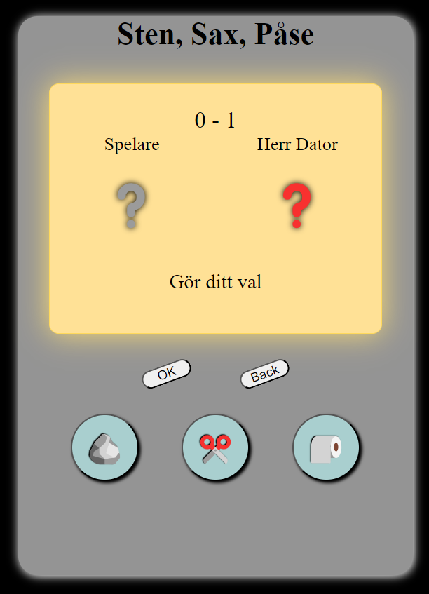 GitHub - JerryChas/Rock-paper-scissor: Spela Sten, sax, påse ...eller toalettpapper 😁