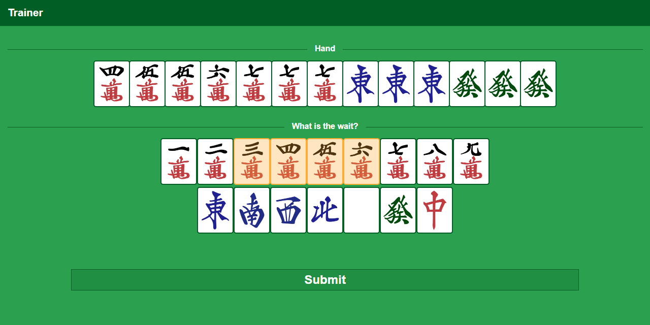 GitHub - EmeraldCoder/riichi-wait-trainer: A web application designed to help you train and ...