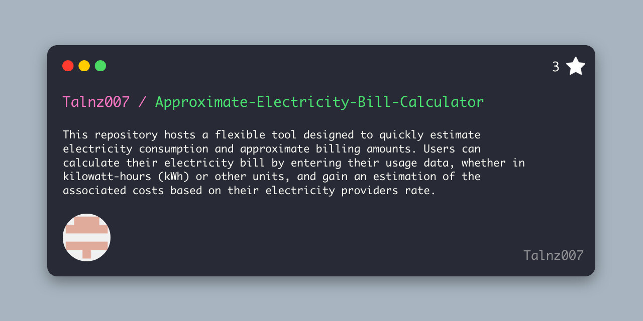 GitHub - Talnz007/Approximate-Electricity-Bill-Calculator: This ...