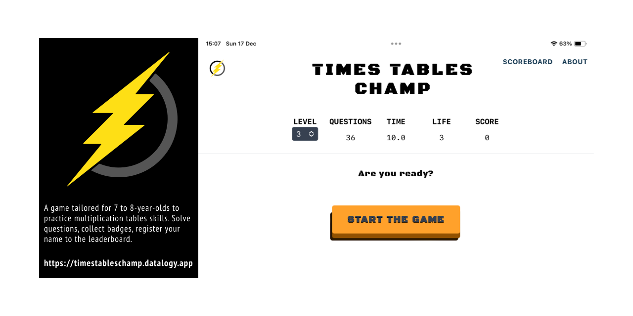 GitHub - huseyinozyilmaz/times-tables-champ: A game tailored for 7 to 8 ...