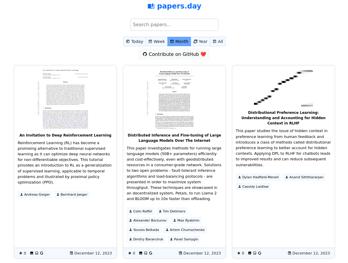 GitHub - Nearcyan/papers.day: papers.day