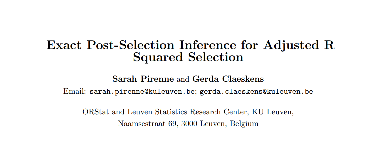 GitHub - pirennesarah/PoSIAdjRSquared: Exact Post-Selection Inference ...