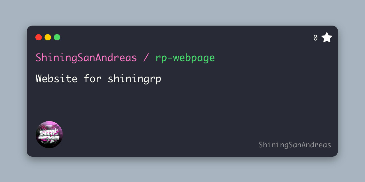 GitHub - ShiningSanAndreas/rp-webpage: Website for shiningrp