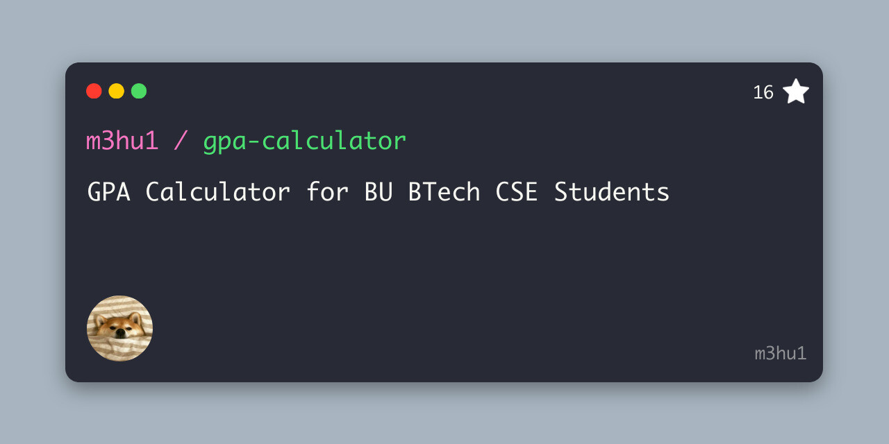 GitHub - m3hu1/gpa-calculator: GPA Calculator for BU BTech CSE students ...