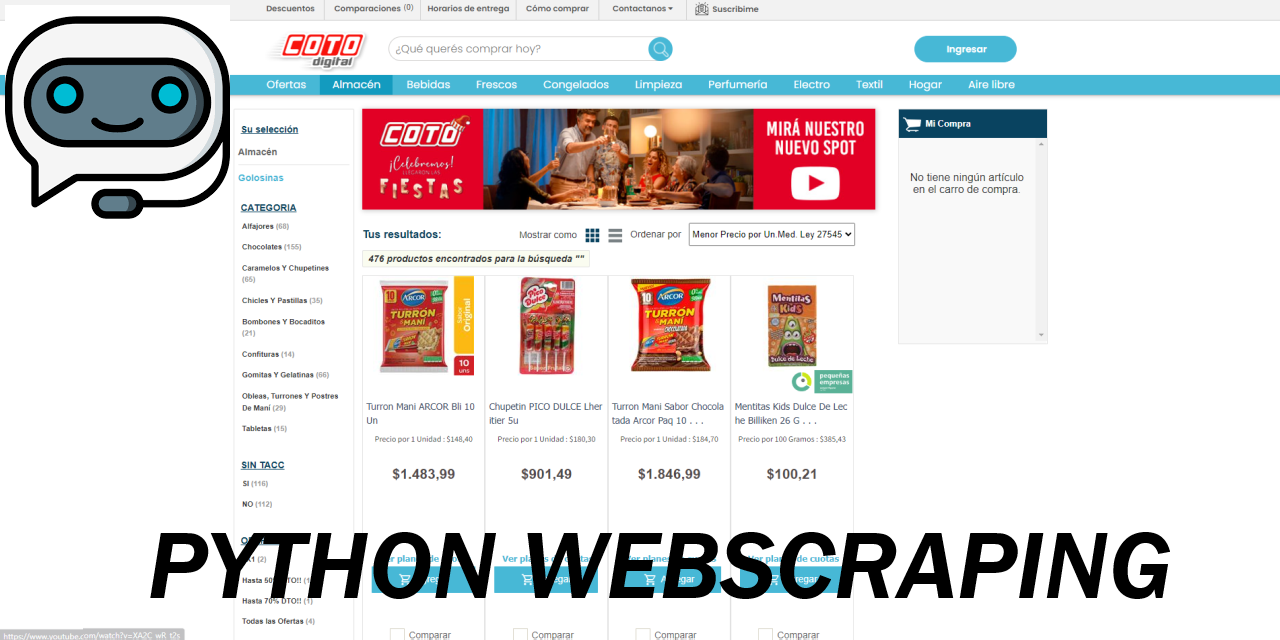 GitHub - carlosvertiz/Coto_WebScraping: Obtain Coto's public data with Python WebScraping.
